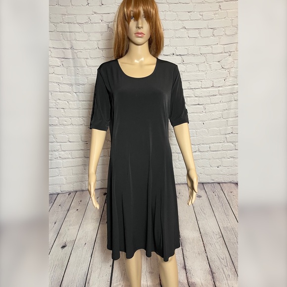 Susan Graver | Dresses | Susan Graver Liquid Knit Black Dress With ...
